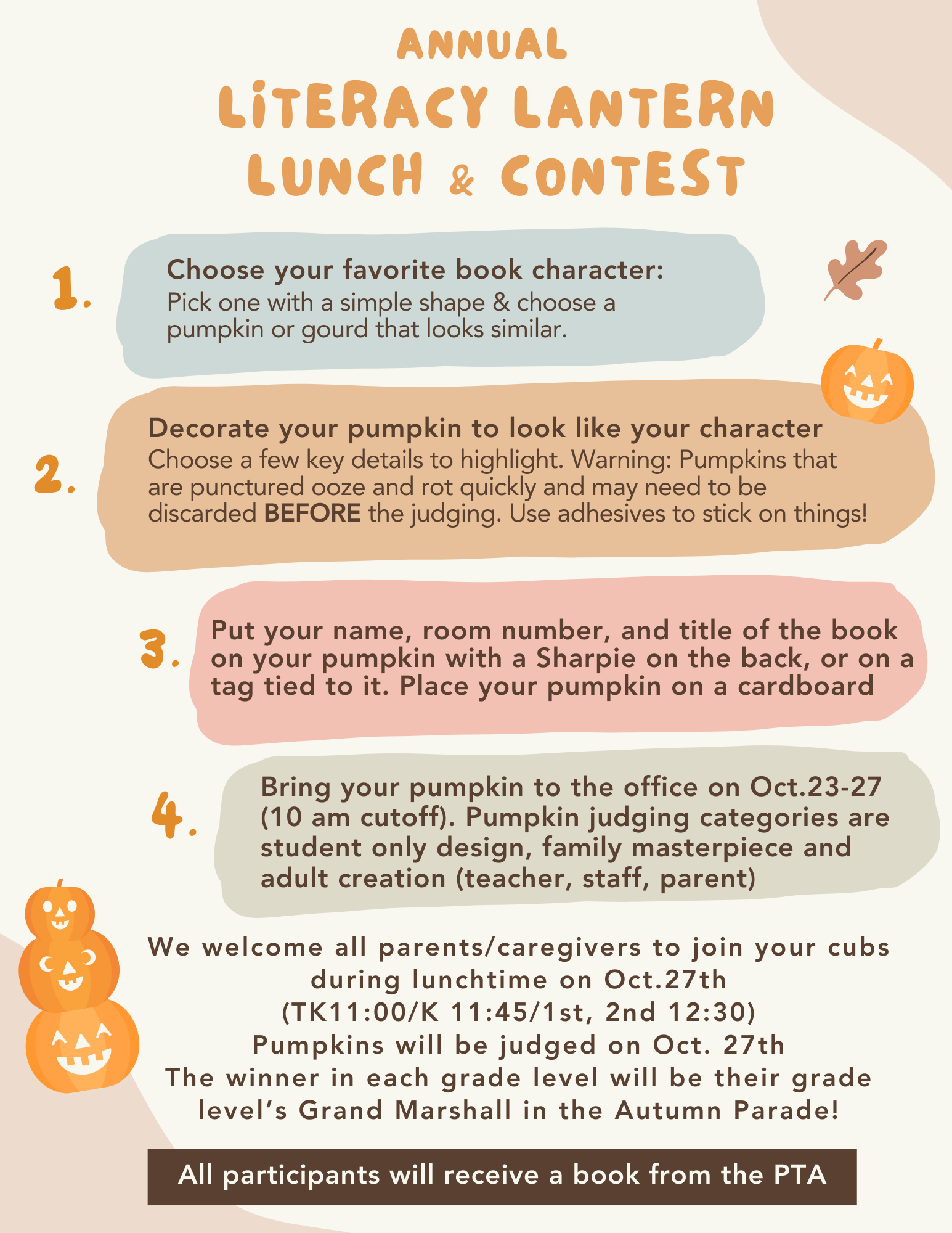Annual Literacy Lantern Lunch & Contest – Cubs PTA